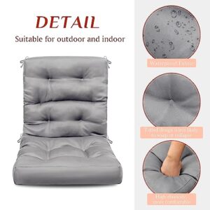 Hoteam 2 Pcs Outdoor High Back Chair Cushion Waterproof Patio Seat Back Cushion Set of 2 Rocking Chair Cushion Covers Thickened Patio Chair Pad for Indoor Outdoor Patio Garden (Gray)