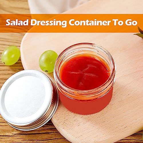 KPWIN 6 Pcs Salad Dressing Container To Go, 2.5 oz Small Condiment Containers with Lids, Reusable Mini Glass Food Storage Containers Dipping Sauce Cups with Lids Leakproof for Lunch Box Picnic Travel