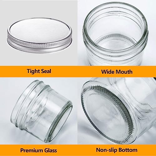 KPWIN 6 Pcs Salad Dressing Container To Go, 2.5 oz Small Condiment Containers with Lids, Reusable Mini Glass Food Storage Containers Dipping Sauce Cups with Lids Leakproof for Lunch Box Picnic Travel