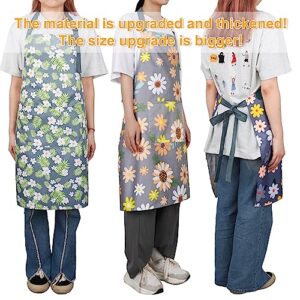 Auidy_6TXD 3 Pack Aprons for Women with Pockets, Adjustable Floral Apron Waterproof Kitchen Cooking Aprons Chef Apron Gifts for Kitchen, Gardening, Cooking, BBQ, Cleaning (70 * 80cm)