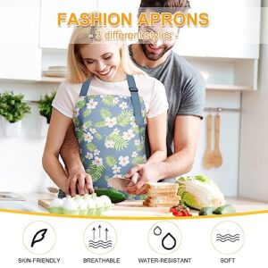 Auidy_6TXD 3 Pack Aprons for Women with Pockets, Adjustable Floral Apron Waterproof Kitchen Cooking Aprons Chef Apron Gifts for Kitchen, Gardening, Cooking, BBQ, Cleaning (70 * 80cm)