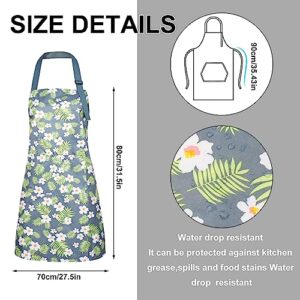 Auidy_6TXD 3 Pack Aprons for Women with Pockets, Adjustable Floral Apron Waterproof Kitchen Cooking Aprons Chef Apron Gifts for Kitchen, Gardening, Cooking, BBQ, Cleaning (70 * 80cm)