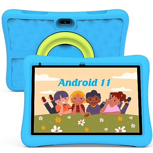 Aheadthink Kids Tablet, 10 inch Tablet, 64 + 512gb ROM Expansion Android 11 Kids BT, WiFi, GMS, Parental Controls, EVA Shockproof Case, Education, Games. (Blue Case)