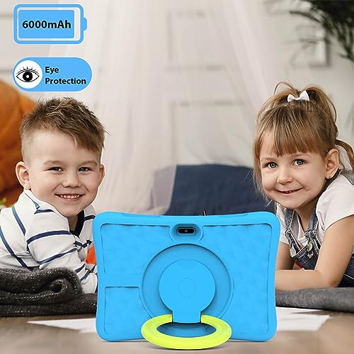 Aheadthink Kids Tablet, 10 inch Tablet, 64 + 512gb ROM Expansion Android 11 Kids BT, WiFi, GMS, Parental Controls, EVA Shockproof Case, Education, Games. (Blue Case)