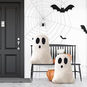 Kigley 2 Pcs Halloween Throw Pillows Decorative Spooky Pillows for Sofa Bed Couch Stuffed Halloween Pillow for Party Outdoor Home Decorations Ghost Decor Cushion