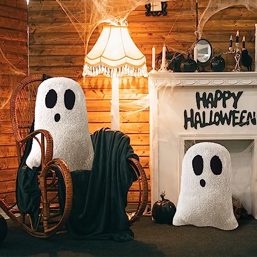 Kigley 2 Pcs Halloween Throw Pillows Decorative Spooky Pillows for Sofa Bed Couch Stuffed Halloween Pillow for Party Outdoor Home Decorations Ghost Decor Cushion