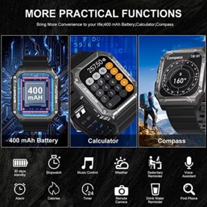 Military Smart Watch, 1.95''HD Waterproof Smart Watches for Men with Bluetooth Call (Answer/Dial Calls), 133 Sports Modes Rugged Outdoor Tactical Fitness Tracker Smart Watch for Android iPhone