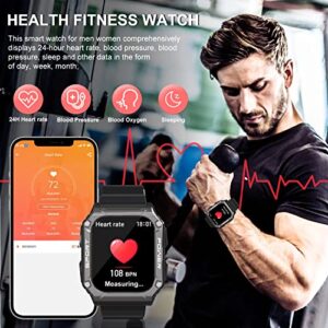 Military Smart Watch, 1.95''HD Waterproof Smart Watches for Men with Bluetooth Call (Answer/Dial Calls), 133 Sports Modes Rugged Outdoor Tactical Fitness Tracker Smart Watch for Android iPhone