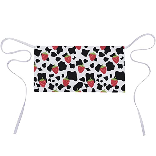 ZGVDVZ Strawberry Cow Apron With 3 Pockets For Aldult Kitchen Chef Aprons For Cooking Baking Gardening