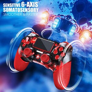 AceGamer Wireless Game Controller for PS4, Custom Red Universe Design with Anti-Slip Grip,Compatible with PS4/Slim/Pro/PC with Double Vibration/6-Axis Motion Sensor/Audio Function