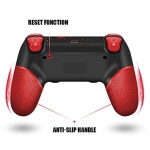 AceGamer Wireless Game Controller for PS4, Custom Red Universe Design with Anti-Slip Grip,Compatible with PS4/Slim/Pro/PC with Double Vibration/6-Axis Motion Sensor/Audio Function