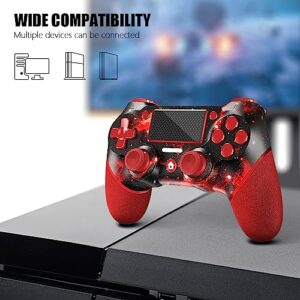 AceGamer Wireless Game Controller for PS4, Custom Red Universe Design with Anti-Slip Grip,Compatible with PS4/Slim/Pro/PC with Double Vibration/6-Axis Motion Sensor/Audio Function