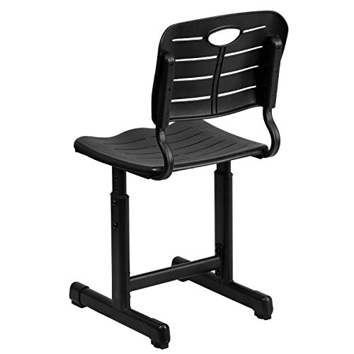 Flash Furniture Nila Set of 12 Adjustable Height Black Student Chair with Black Pedestal Frames