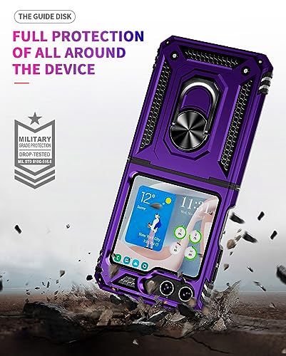 ZOEII Flip 5 Case for Galaxy Z Flip 5 Phone Case with Kickstand Military-Grade Protection, Shockproof Phone Case for Samsung Galaxy Z Flip 5 Case- Purple