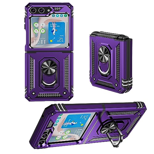 ZOEII Flip 5 Case for Galaxy Z Flip 5 Phone Case with Kickstand Military-Grade Protection, Shockproof Phone Case for Samsung Galaxy Z Flip 5 Case- Purple