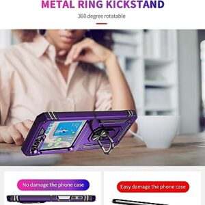 ZOEII Flip 5 Case for Galaxy Z Flip 5 Phone Case with Kickstand Military-Grade Protection, Shockproof Phone Case for Samsung Galaxy Z Flip 5 Case- Purple