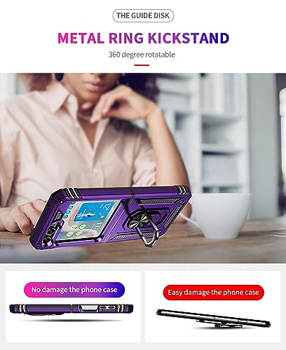 ZOEII Flip 5 Case for Galaxy Z Flip 5 Phone Case with Kickstand Military-Grade Protection, Shockproof Phone Case for Samsung Galaxy Z Flip 5 Case- Purple