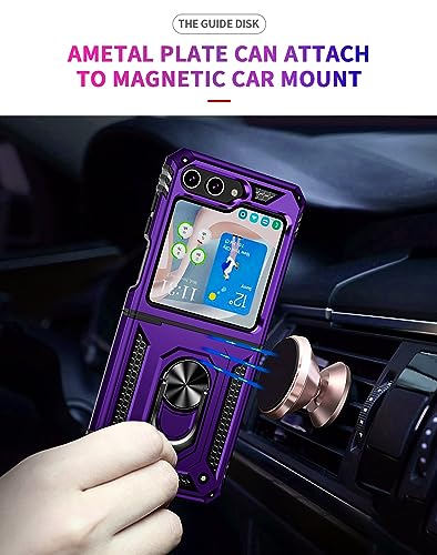 ZOEII Flip 5 Case for Galaxy Z Flip 5 Phone Case with Kickstand Military-Grade Protection, Shockproof Phone Case for Samsung Galaxy Z Flip 5 Case- Purple