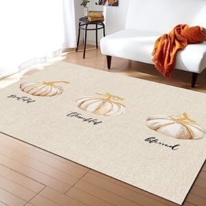 2'x3' thanksgiving area rug,outdoor indoor washable carpet area+rug for living room,kids/boys/girls bedroom,bathroom,classroom,kitchen,hallway,throw floor mat luxurious white gold pumpkins watercolor