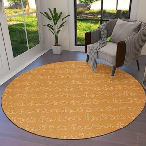 thanksgiving pumpkins round area rug 5ft,washable outdoor indoor carpet runner rug for bedroom,kitchen,living room,office,area+rug large bath door desk floor mat fall harvest autumn minimalist art