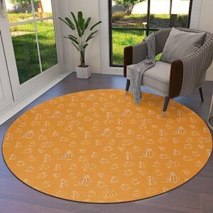 fall thanksgiving round area rug 5ft,washable outdoor indoor carpet runner rug for bedroom,kitchen,living room,office,area+rug large bath door desk floor mat minimalist geometry autumn pumpkins