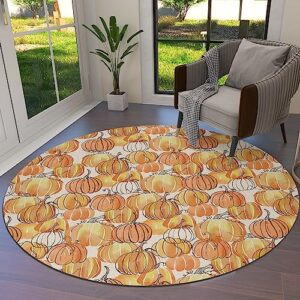 abstract pumpkins round area rug 3ft,washable outdoor indoor carpet runner rug for bedroom,kitchen,living room,office,area+rug small bath door desk floor mat thanksgiving fall minimalist geometry