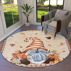 thanksgiving southwestern round area rug 3ft,washable outdoor indoor carpet runner rug for bedroom,kitchen,living room,office,area+rug small bath door desk floor mat boho gnome pumpkins fall leaves