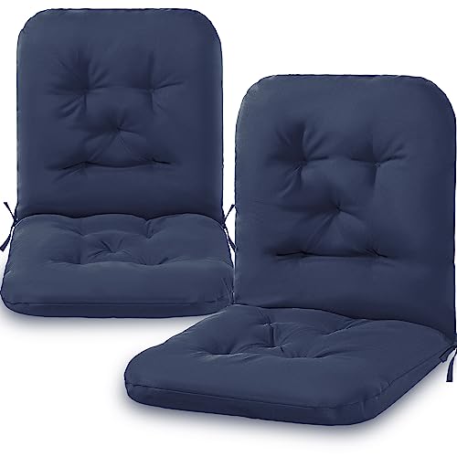 Back Chair Cushion Outdoor Indoor Tufted Seat/Back Chair Cushion Patio Seating Cushions Waterproof Rocking Chair Pads Weather Resistant Patio Chair Cushions for Outdoor(Navy Blue, 2 Pcs)