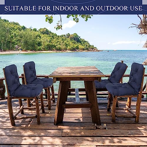 Back Chair Cushion Outdoor Indoor Tufted Seat/Back Chair Cushion Patio Seating Cushions Waterproof Rocking Chair Pads Weather Resistant Patio Chair Cushions for Outdoor(Navy Blue, 2 Pcs)