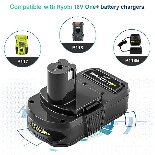 3.0Ah 18V Replacement Lithium Battery Compatible with Ryobi 18V Battery for P102 P103 P104 P105 P107 P108 P109 P190 P122 Cordless Tool Battery