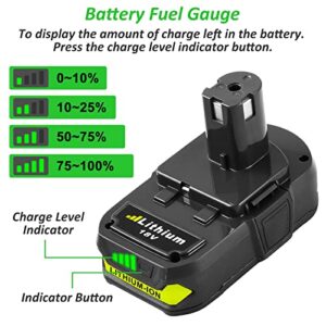 3.0Ah 18V Replacement Lithium Battery Compatible with Ryobi 18V Battery for P102 P103 P104 P105 P107 P108 P109 P190 P122 Cordless Tool Battery