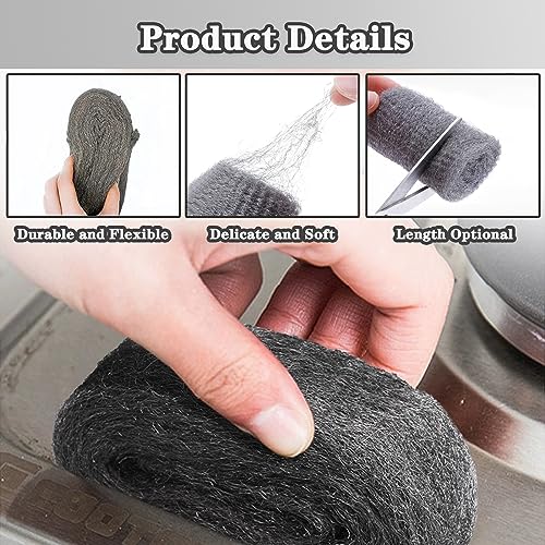 Steel Wool, Fine Steel Wool Fill Fabric Roll DIY Kit, Stainless Steel Wool Coarse Wire Wool Gap Blocker Hole Filler for Mice Control Hardware Cloth for Holes, Gaps, Vents, Siding, Pipeline (13Ft)