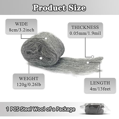 Steel Wool, Fine Steel Wool Fill Fabric Roll DIY Kit, Stainless Steel Wool Coarse Wire Wool Gap Blocker Hole Filler for Mice Control Hardware Cloth for Holes, Gaps, Vents, Siding, Pipeline (13Ft)