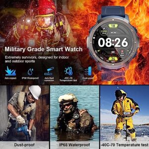 Basznrty Smart Watch for Men Fitness: (Make/Answer Call) Bluetooth Military Smartwatch for Android iPhone Phones Waterproof Outdoor Tactical Digital Sport Run Watches Tracker Sleep Heart Rate Monitor