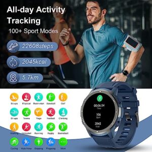 Basznrty Smart Watch for Men Fitness: (Make/Answer Call) Bluetooth Military Smartwatch for Android iPhone Phones Waterproof Outdoor Tactical Digital Sport Run Watches Tracker Sleep Heart Rate Monitor