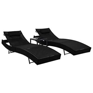 penau sun loungers 2 pcs with table poly rattan and textilene black experience ultimate outdoor leisure soak up the sun in comfort