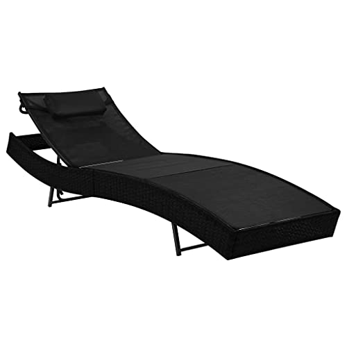 Penau Sun Loungers 2 pcs with Table Poly Rattan and Textilene Black Experience Ultimate Outdoor Leisure Soak Up The Sun in Comfort