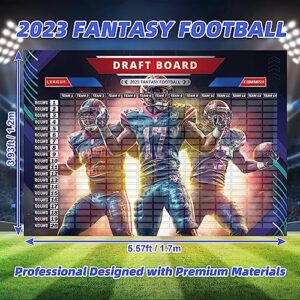 Fantasy Football Draft Board 2023-2024 Kit, 2023 Fantasy Football Draft Kit Large 14 Teams 20 Rounds, Waterproof Coated Premium Color, 580 Player & 80 Blank Sticker Labels Fantasy Draft Board Kit