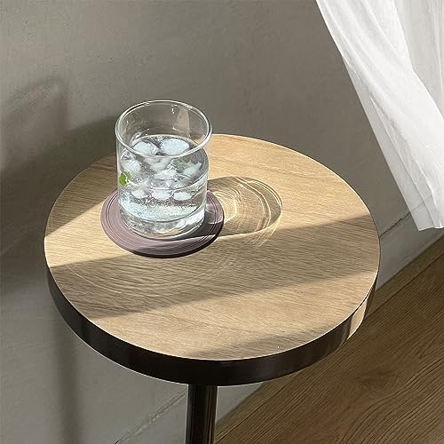 COVLON Pedestal Side Table, Drink Table, Small End Table, Martini Table for Living Room, Dorm, Home Office and Bedroom, Distressed Finish, Brown