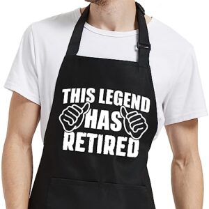 retirement gifts for women men, funny retired aprons for men cooking grilling bbq, happy retirement gifts for coworkers, chef, husband, wife, dad,teacher