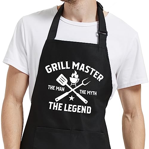 Grill Aprons for Men with Pockets, Funny Mens Aprons for Grilling BBQ, Cool Gifts for Dad Husband, Chef Gifts for Men Fathers Day Birthday