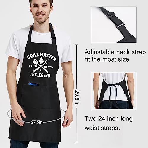 Grill Aprons for Men with Pockets, Funny Mens Aprons for Grilling BBQ, Cool Gifts for Dad Husband, Chef Gifts for Men Fathers Day Birthday