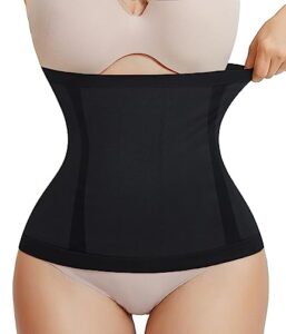 aosboei women waist trainer shapewear tummy control waist cincher sport girdle body shaper postpartum recovery belt (small-medium) black