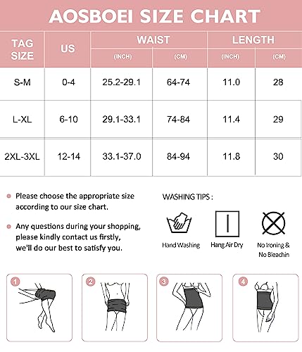 AOSBOEI Women Waist Trainer Shapewear Tummy Control Waist Cincher Sport Girdle Body Shaper Postpartum Recovery Belt (Small-Medium) Black