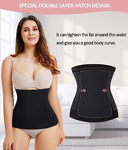 AOSBOEI Women Waist Trainer Shapewear Tummy Control Waist Cincher Sport Girdle Body Shaper Postpartum Recovery Belt (Small-Medium) Black