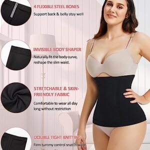 AOSBOEI Women Waist Trainer Shapewear Tummy Control Waist Cincher Sport Girdle Body Shaper Postpartum Recovery Belt (Small-Medium) Black