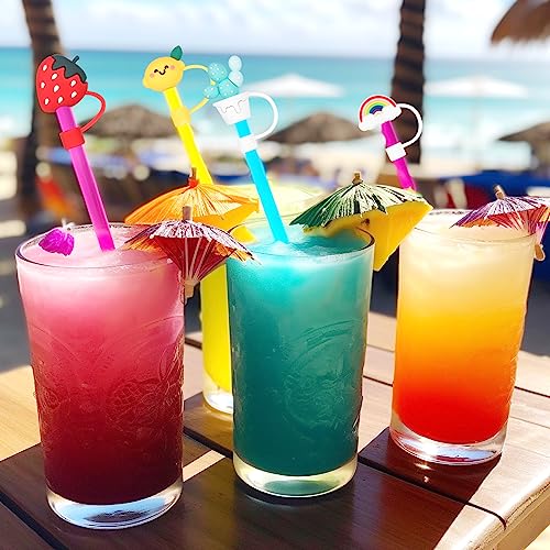 Funspread 10PCS Straw Caps Covers, 8mm Drinking Straw Covers For Reusable Straws, Straw Protector Cover, Silicone Straw Covers Cap, Straw Toppers for Tumblers (10pcs)