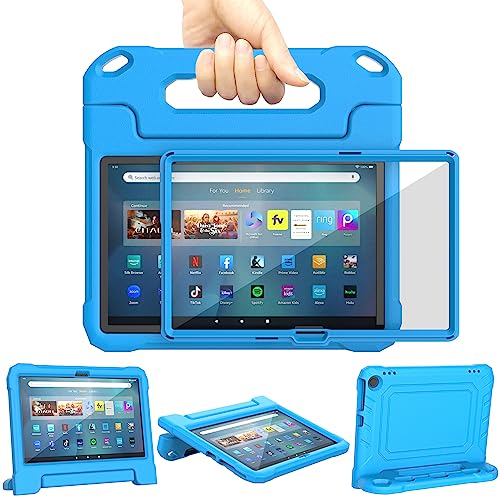 New Amazon Kindle Fire Max 11 Kids Tablet Case (13th Gen, 2023 Released), DJ&RPPQ Lightweight Shockproof Cover Built-in Screen Protector with Handle Stand for Kindle Fire Max 11 Tablet - Blue