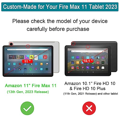 New Amazon Kindle Fire Max 11 Kids Tablet Case (13th Gen, 2023 Released), DJ&RPPQ Lightweight Shockproof Cover Built-in Screen Protector with Handle Stand for Kindle Fire Max 11 Tablet - Blue