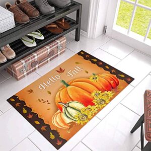 indoor doormats absorbent bath rugs non-slip rubber backing front door mat thanksgiving pumpkin sunflower fallen leaves entrance floor mats vintage maple border carpet for bedroom bathroom16 x24